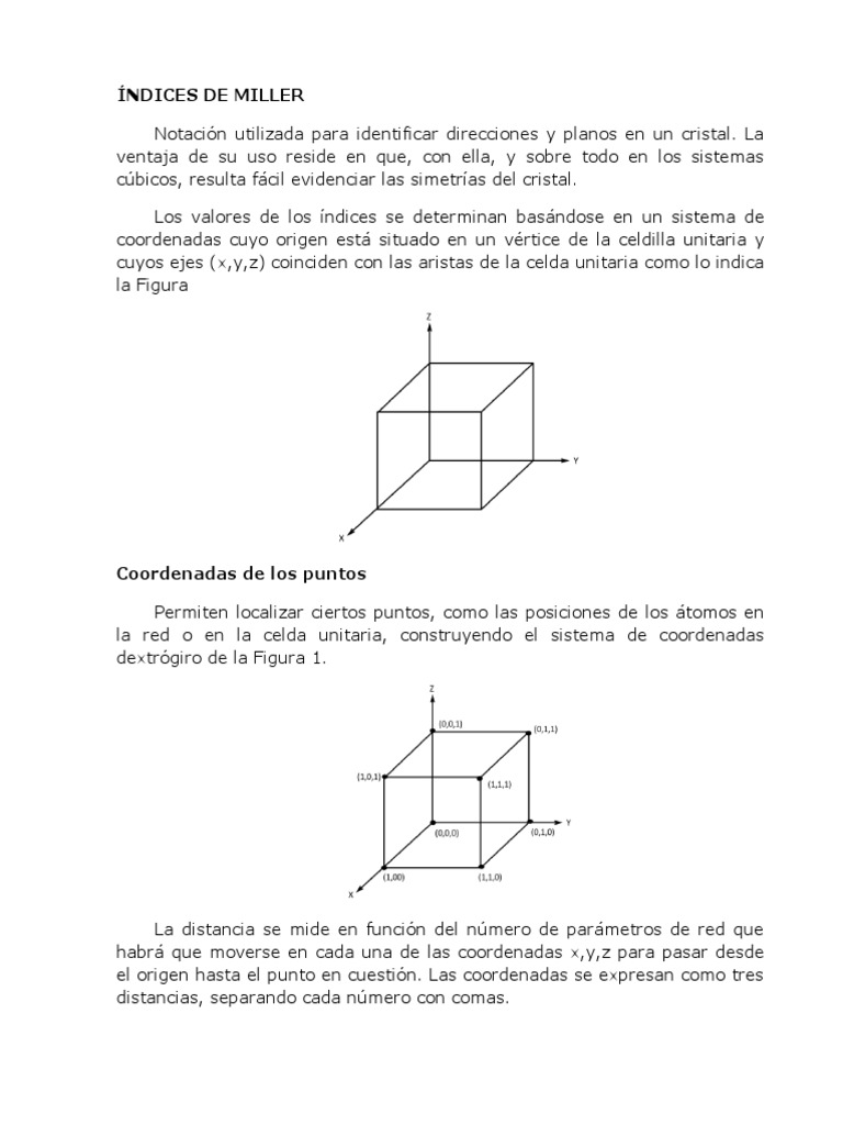 Índices de Miller en Cristalografía | PDF | Ciencia y matemáticas ...