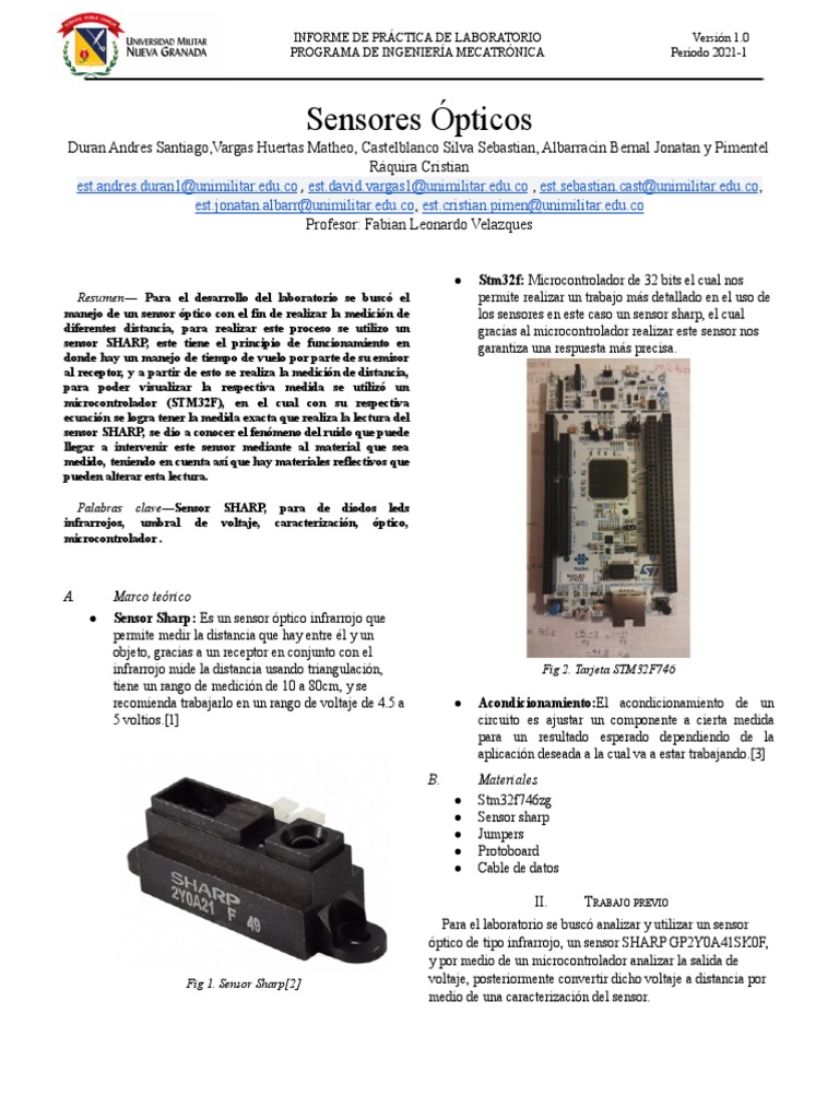 Lab 7 Sensores Ópticos | PDF | Óptica | Sensor
