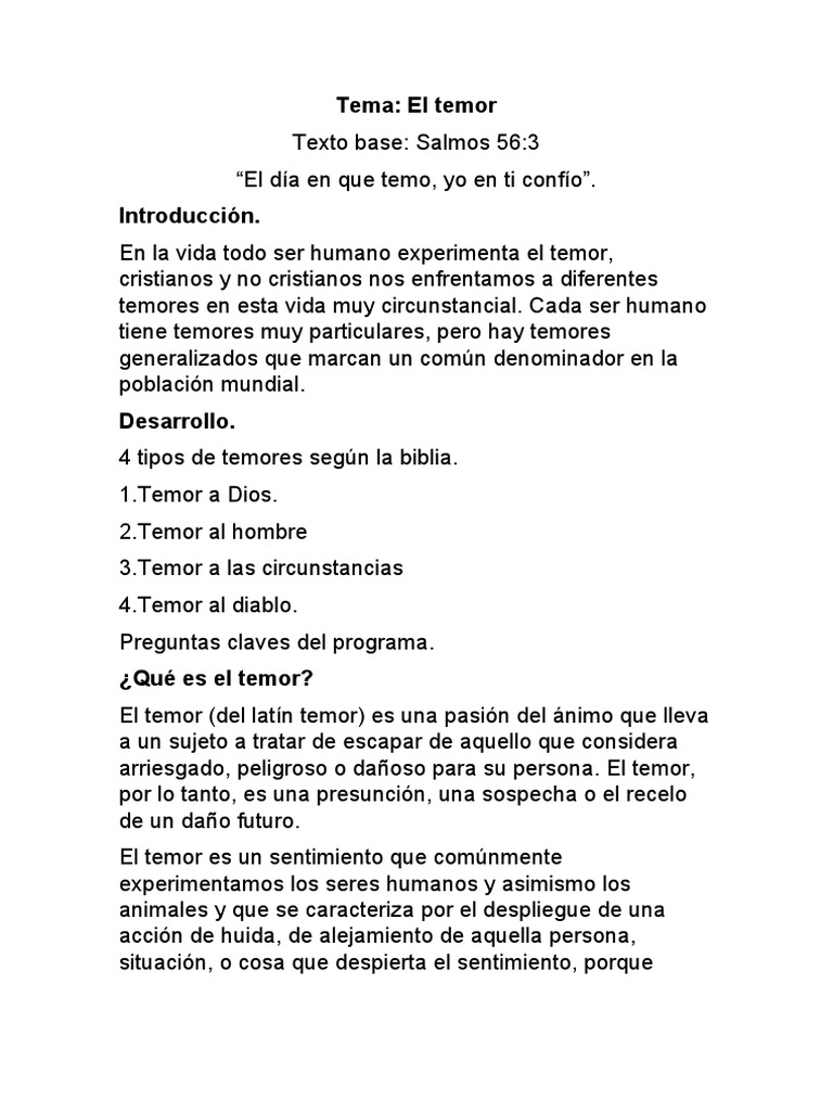 Tema, El Temor. | PDF
