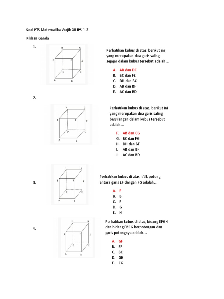 Soal PTS Matematika Wajib XII IPS 1 | PDF