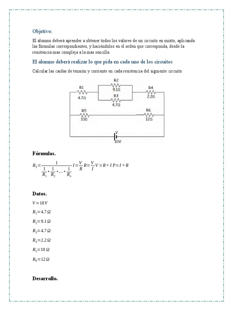 Cálculo de Circuitos Mixtos y Resistencia | PDF | Electricidad ...