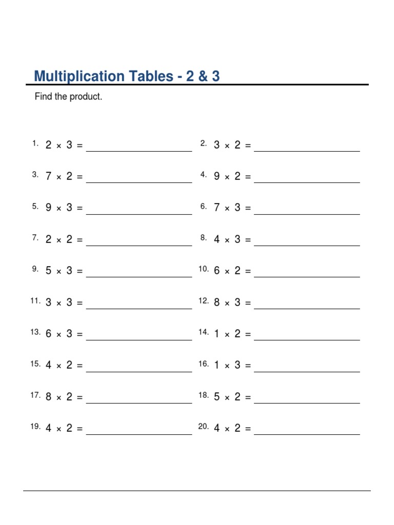 Multiplication Practice: 2 & 3 Tables | PDF