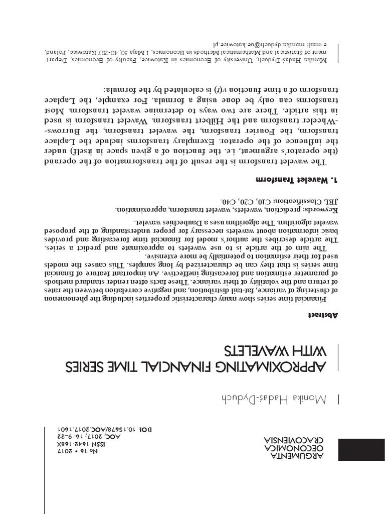 Approximating Financial Time Series With Wavelet Transforms An Analysis Of Using Wavelet