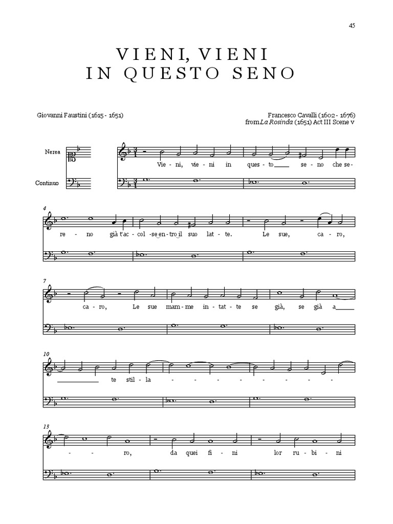 Vieni Vieni in Questo Seno Fco. Cavalli | PDF