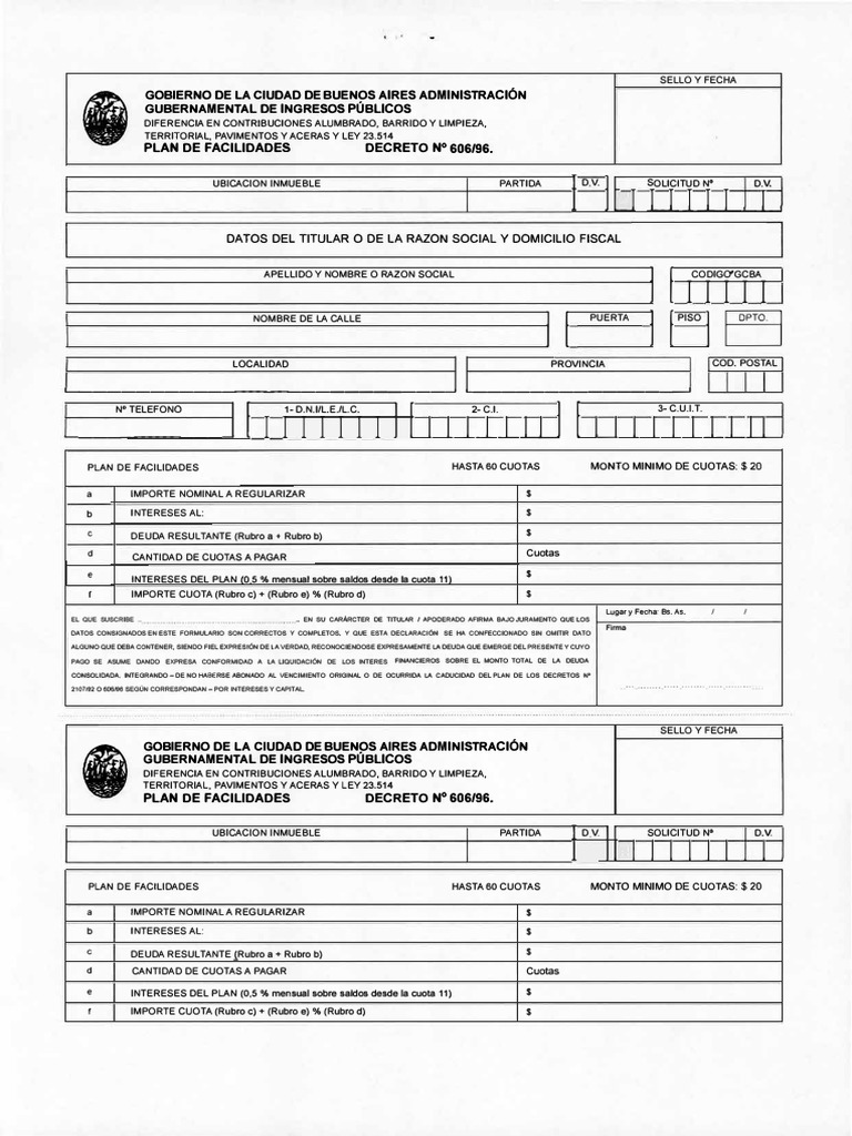 Formulario 606-96 | Descargar gratis PDF | Economias