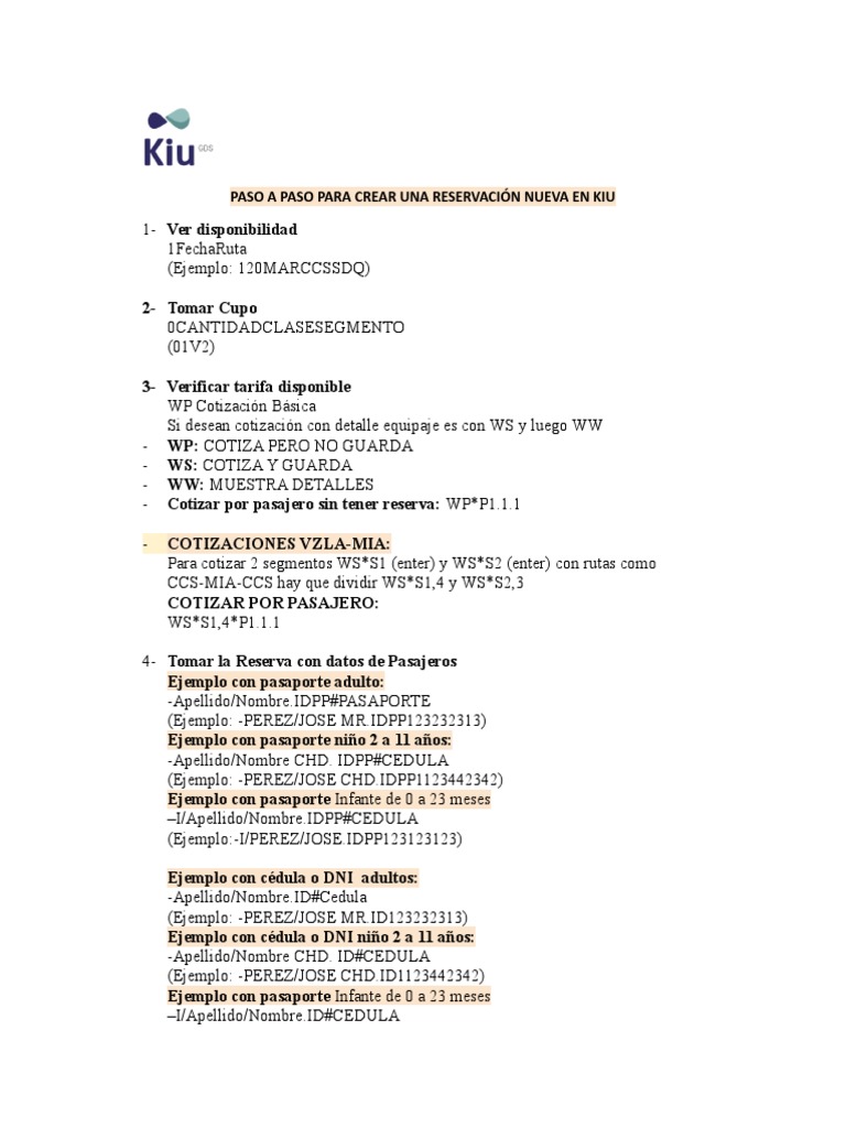Paso A Paso Reservas Kiu | PDF