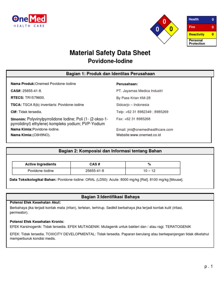 Msds Pov Iodine - Ind-1 | PDF
