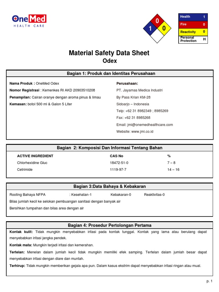 Msds Odex - Ind-2 | PDF