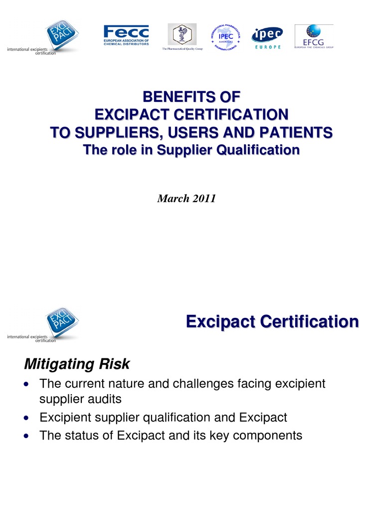 Excipact Presentation | PDF | Audit | Supply Chain