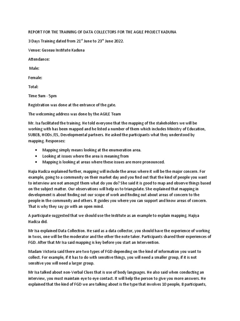 Data Collection Training for AGILE Kaduna | PDF | Informed Consent | Data