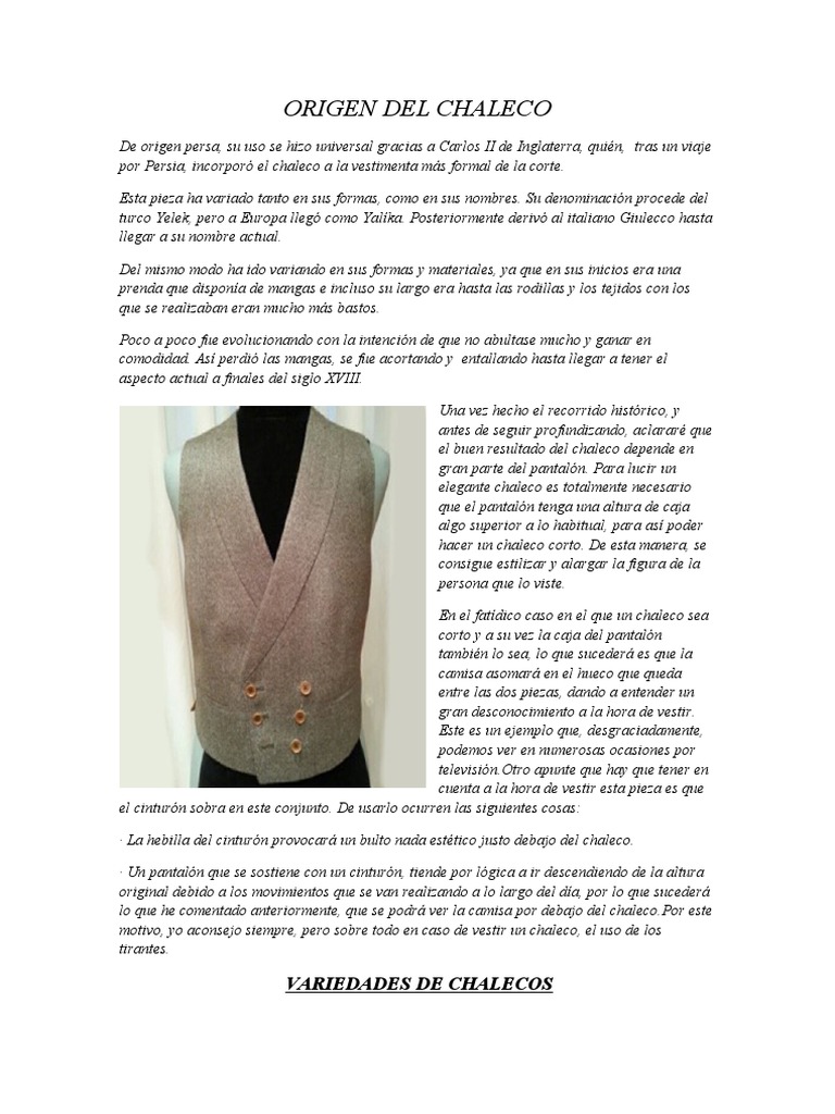 Origen Del Chaleco | PDF | Ropa | Softlines (venta minorista)
