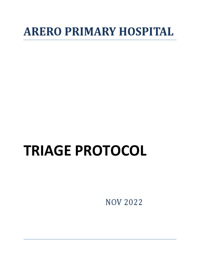 Arero Primary Hospital Triage Protocol | PDF | Emergency Department ...