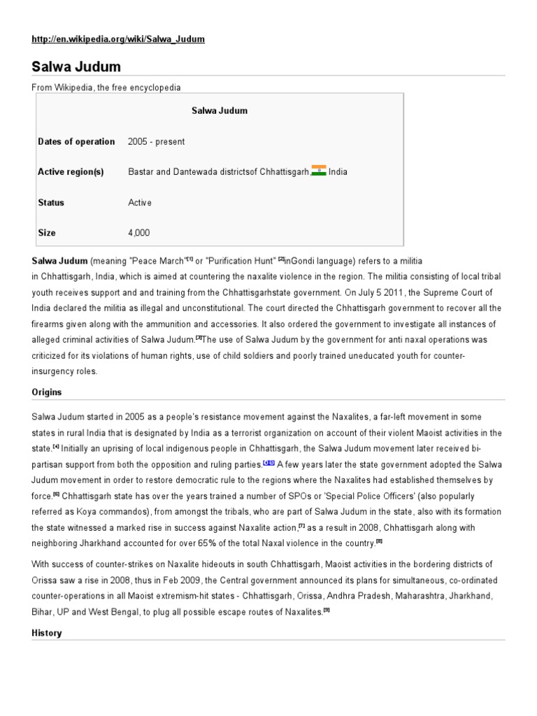 Salwa Judum - Wikipedia | PDF | Public Sphere | Government