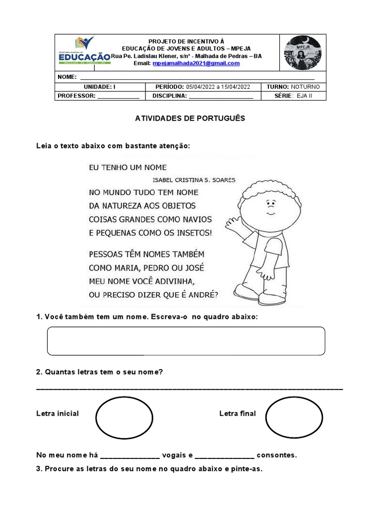 Atividades Eja | PDF | Carreira e Crescimento