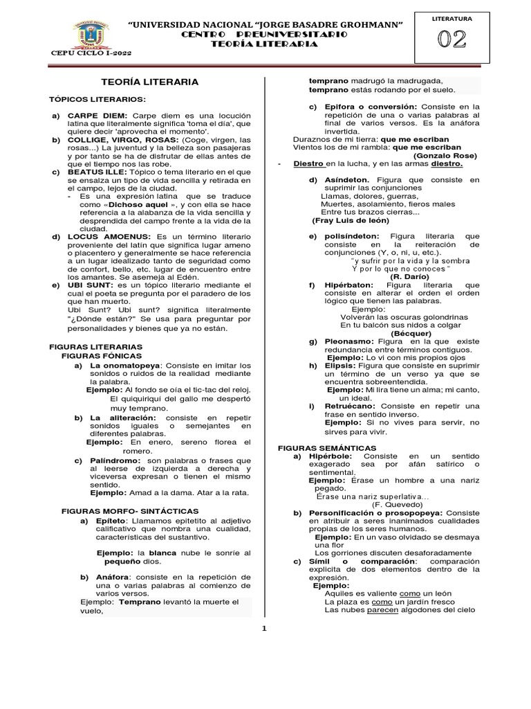 Pract. 02 - Literatura | PDF | Rima | Retórica