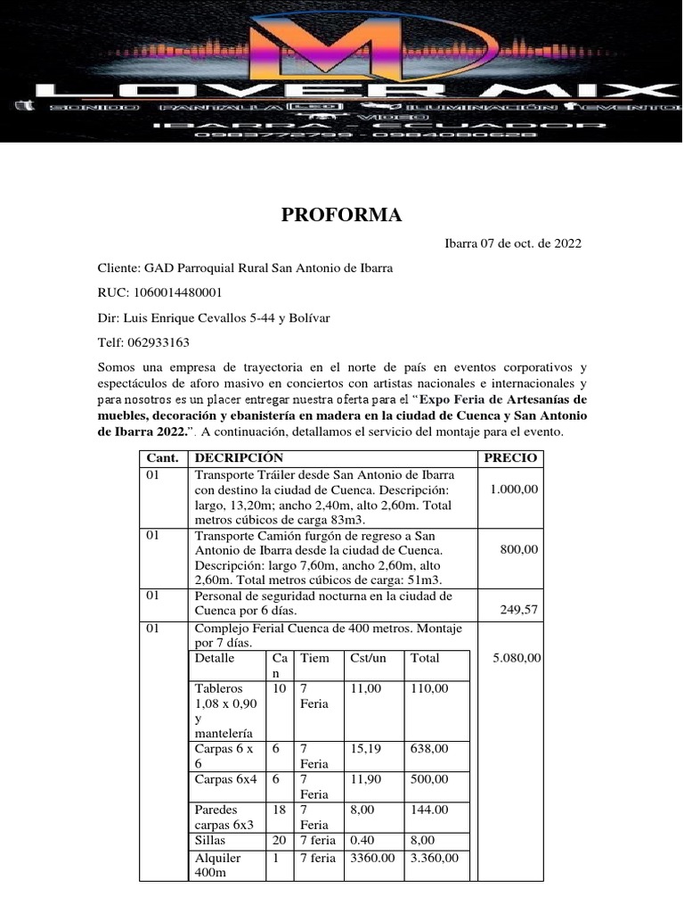 PROFORMA MLOVER Final | PDF | Tecnología de información y ...