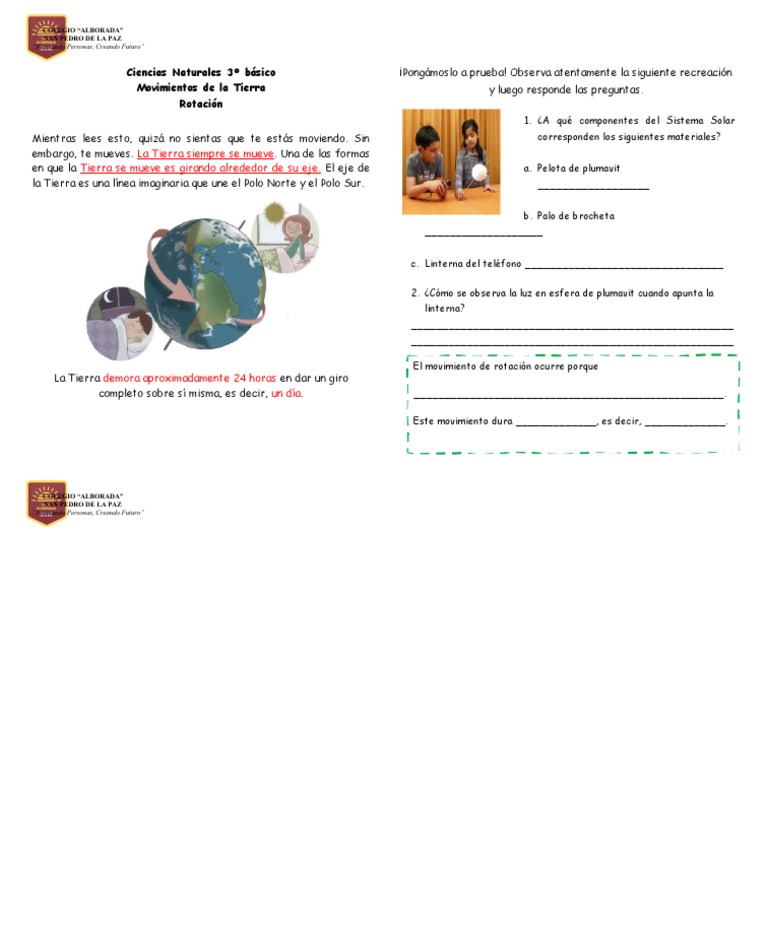 Ciencias Movimiento de La Tierra 1 | PDF