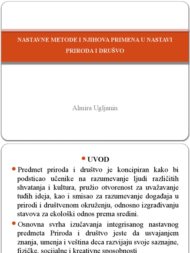 Nastavne Metode I Njihova Primena U Nastavi Priroda | PDF