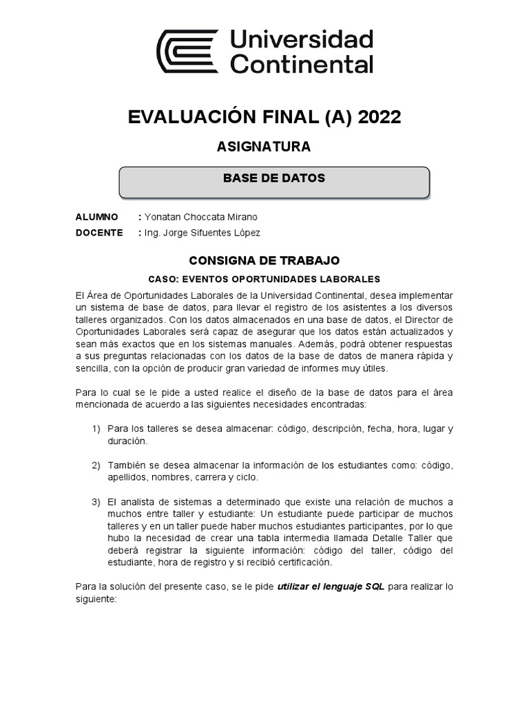 Base de Datos - Ef | PDF | Bases de datos | SQL