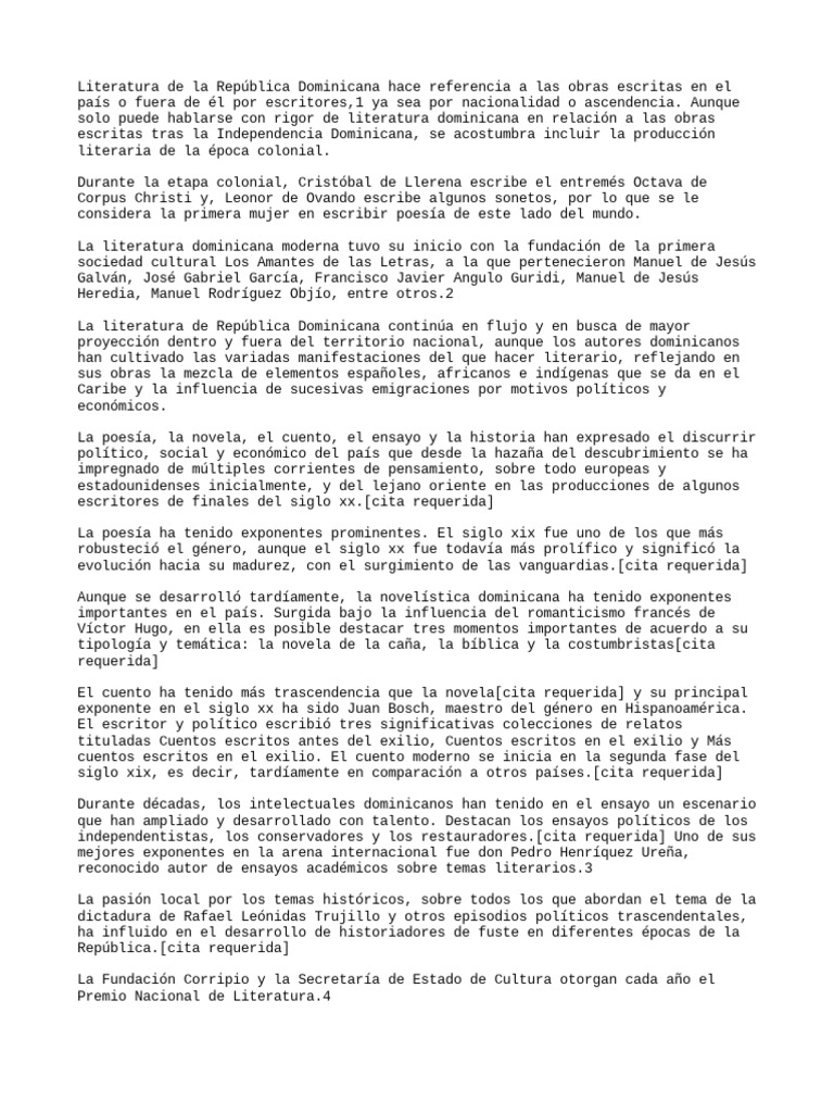 Literatura Reupblica Dominicana | PDF