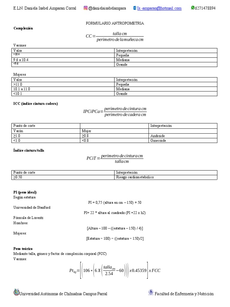 Formulas Pdf Obesidad Desordenes Metabólicos