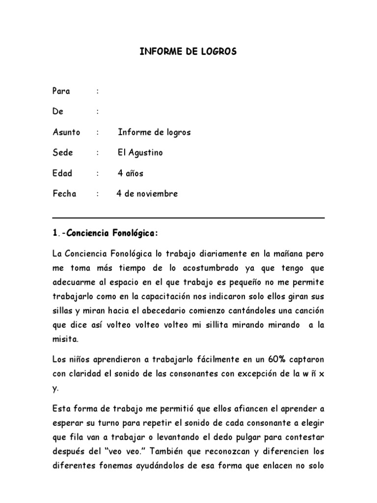 Informe de Logros | Descargar gratis PDF | Lingüística