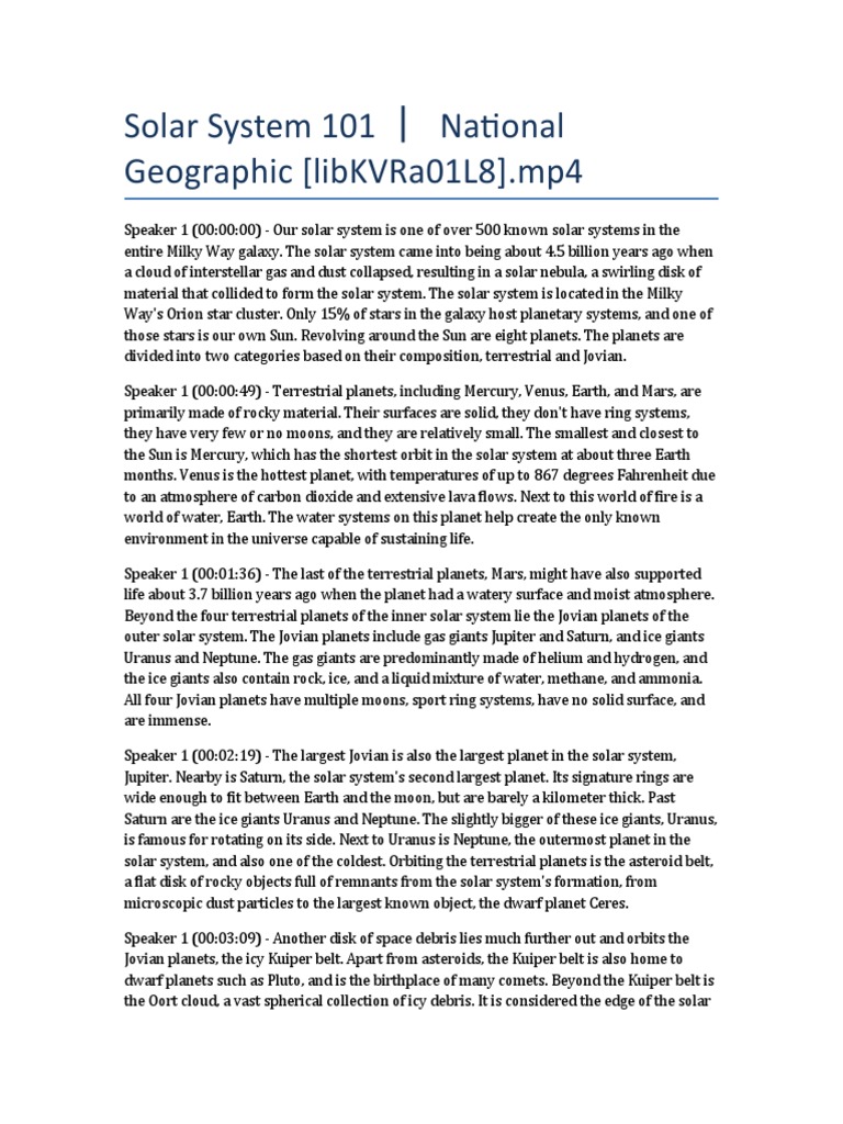 Solar System 101 National Geographic (libKVRa01L8) .mp4 | PDF | Solar ...