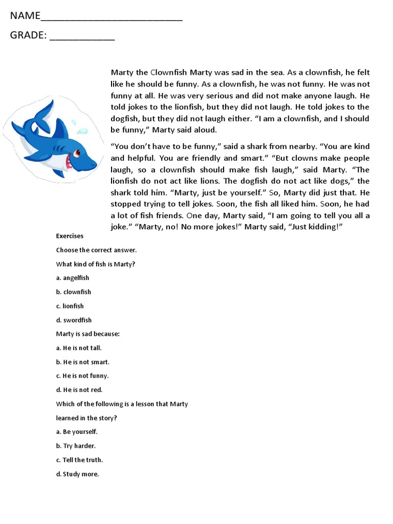 Reading Comprehension 20-10 | PDF | Fish