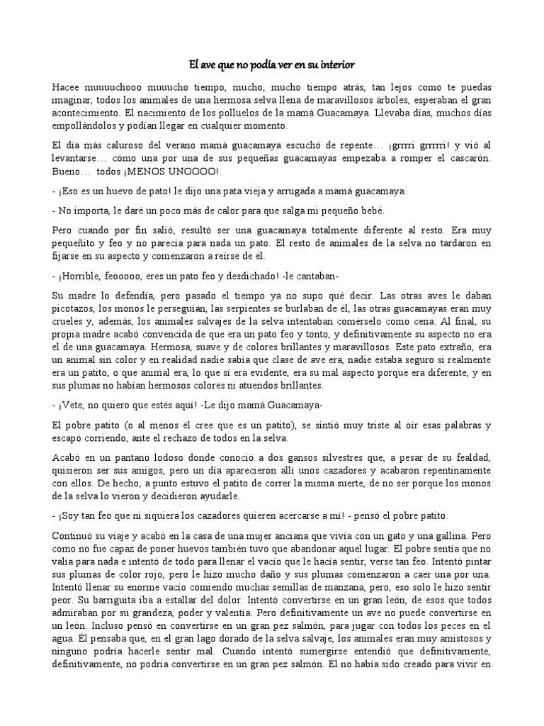 La historia del guacamayo que no podía ver su verdadera belleza | PDF ...