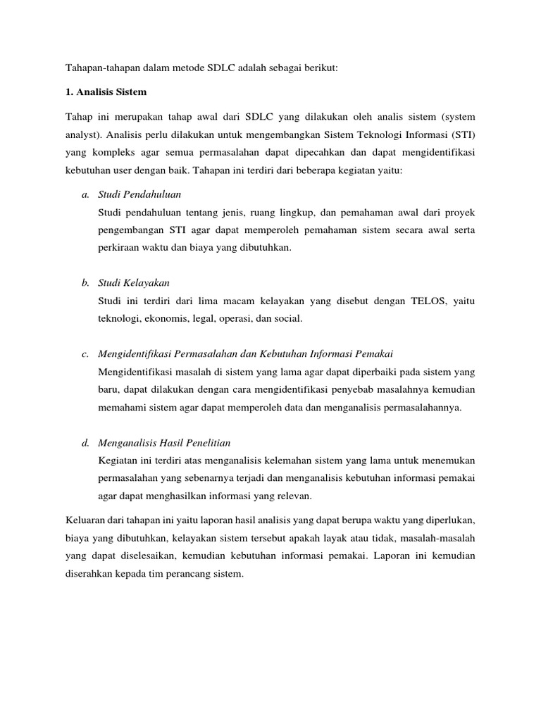 Tahapan-Tahapan Dalam Metode SDLC | PDF