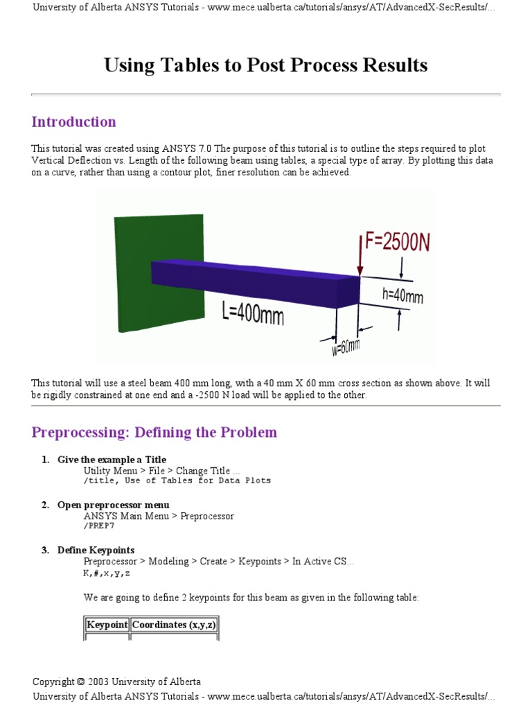 3 - Data Plotting Using Tables To Post Process Results | PDF