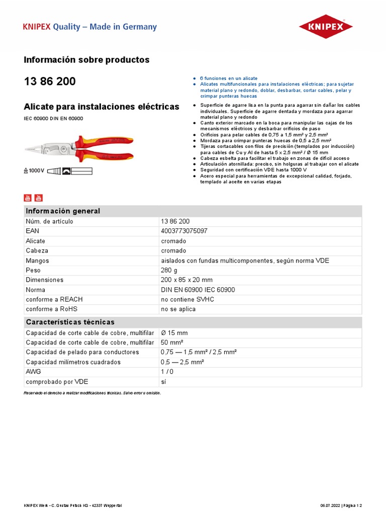 Product Data Sheet ES 13 86 200 | PDF | Cobre | Materiales