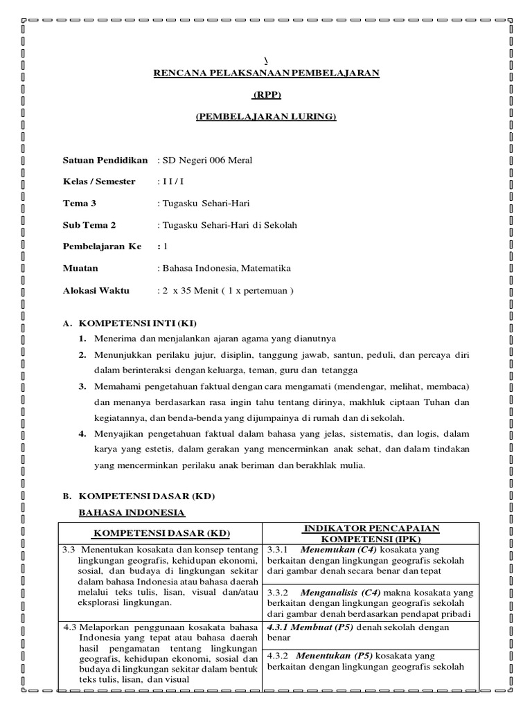 PPL 1. (RPP) Rencana Pelaksanaan Pembelajaran Vera KLS 2 | PDF
