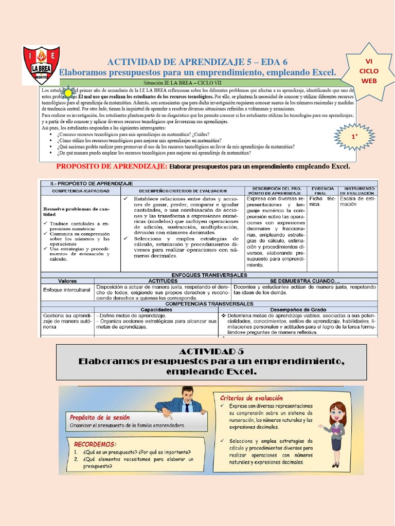 Actividad de Aprendizaje #5 - Ficha Tecnica - Eda 6 - Matem - 21.09.22 | PDF | Presupuesto ...