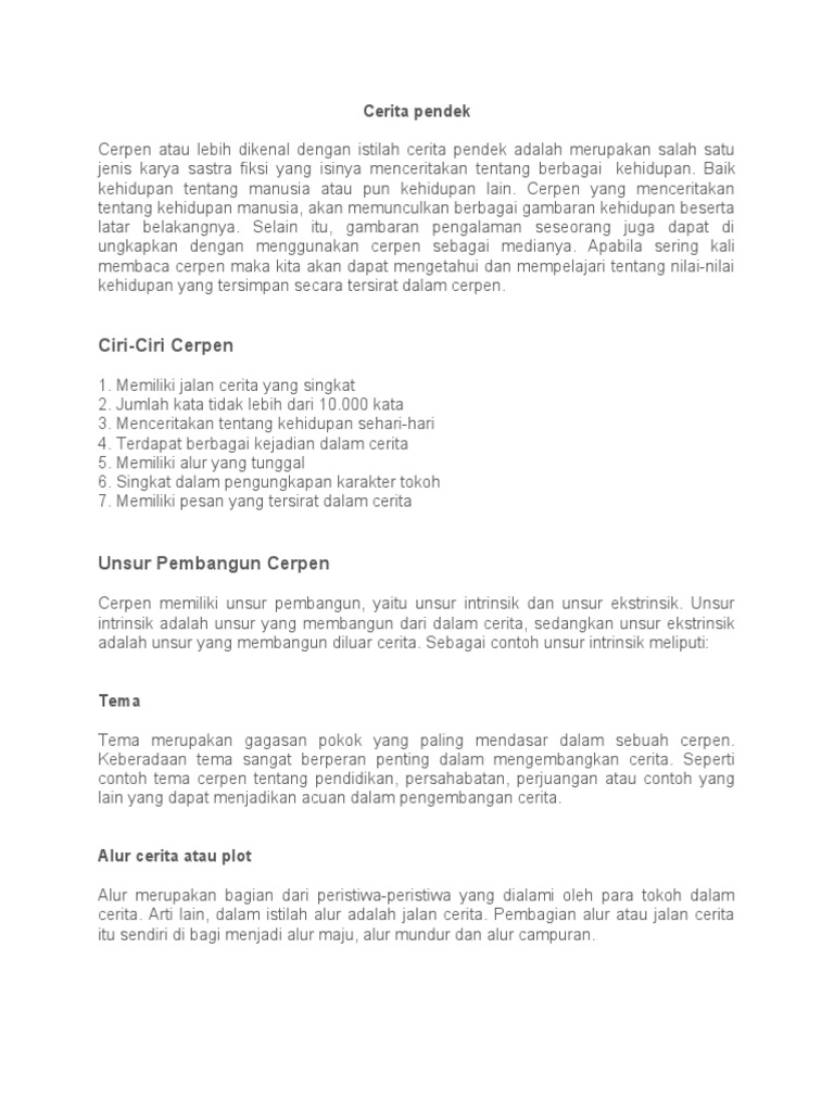 Panduan Menulis Cerita Pendek | PDF