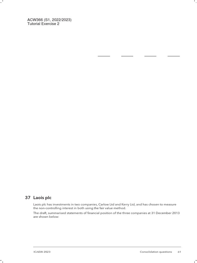 Tutorial | PDF | Goodwill (Accounting) | Balance Sheet