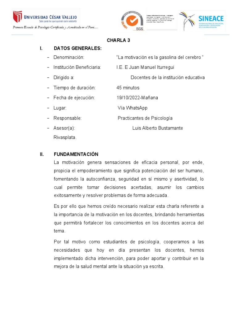 Charla 3 | PDF | Motivación | Motivacional
