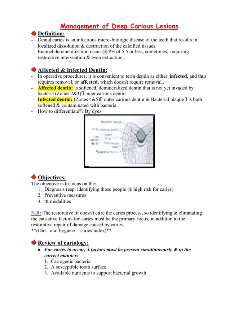 Management of Deep Carious Lesions 2 | PDF