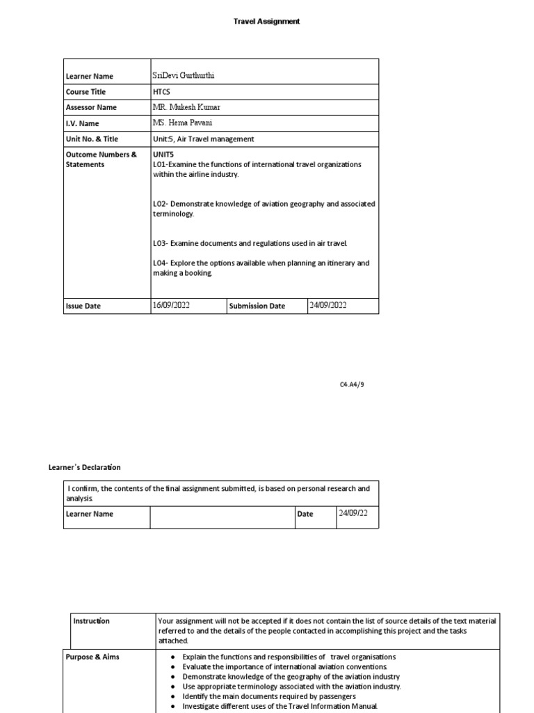 Travel Assignment | Download Free PDF | Travel Visa | Passport