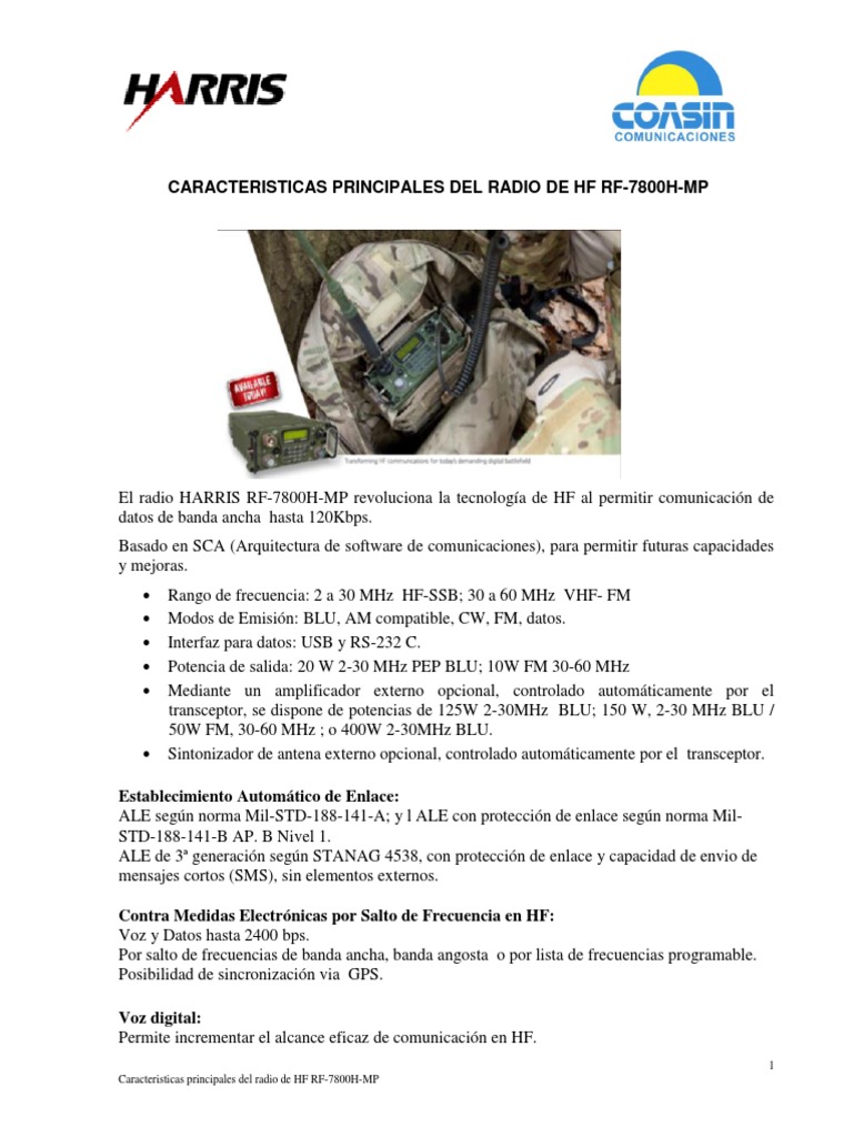 Caracteristicas Principales Del Radio de HF RF-7800H-MP | PDF | Alta ...