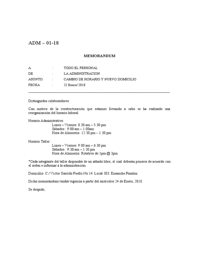 Formato Memorandum | PDF