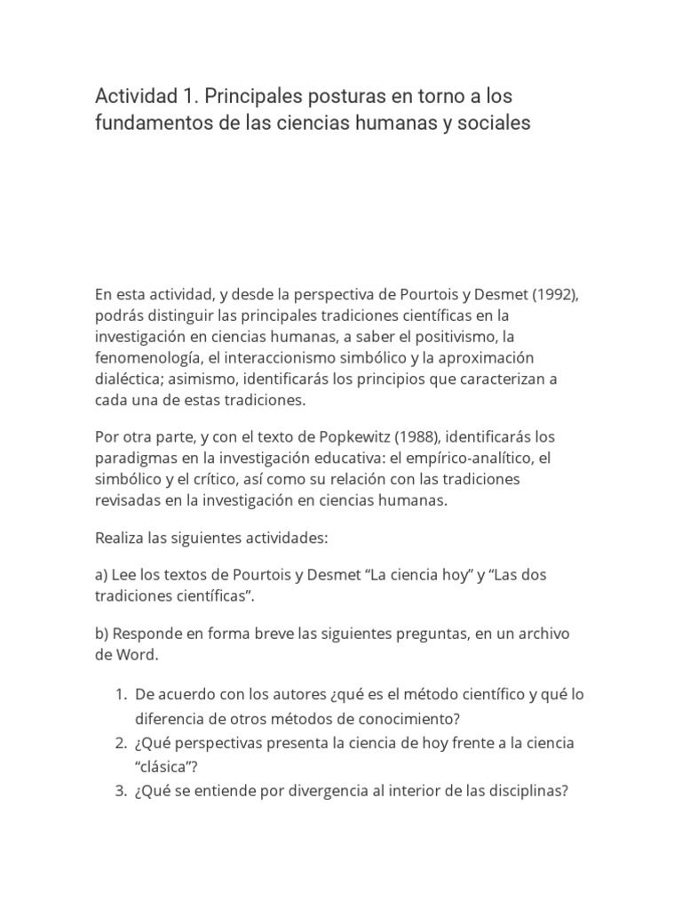 Actividad 1 Unidad 2 | PDF | Conocimiento | Positivismo