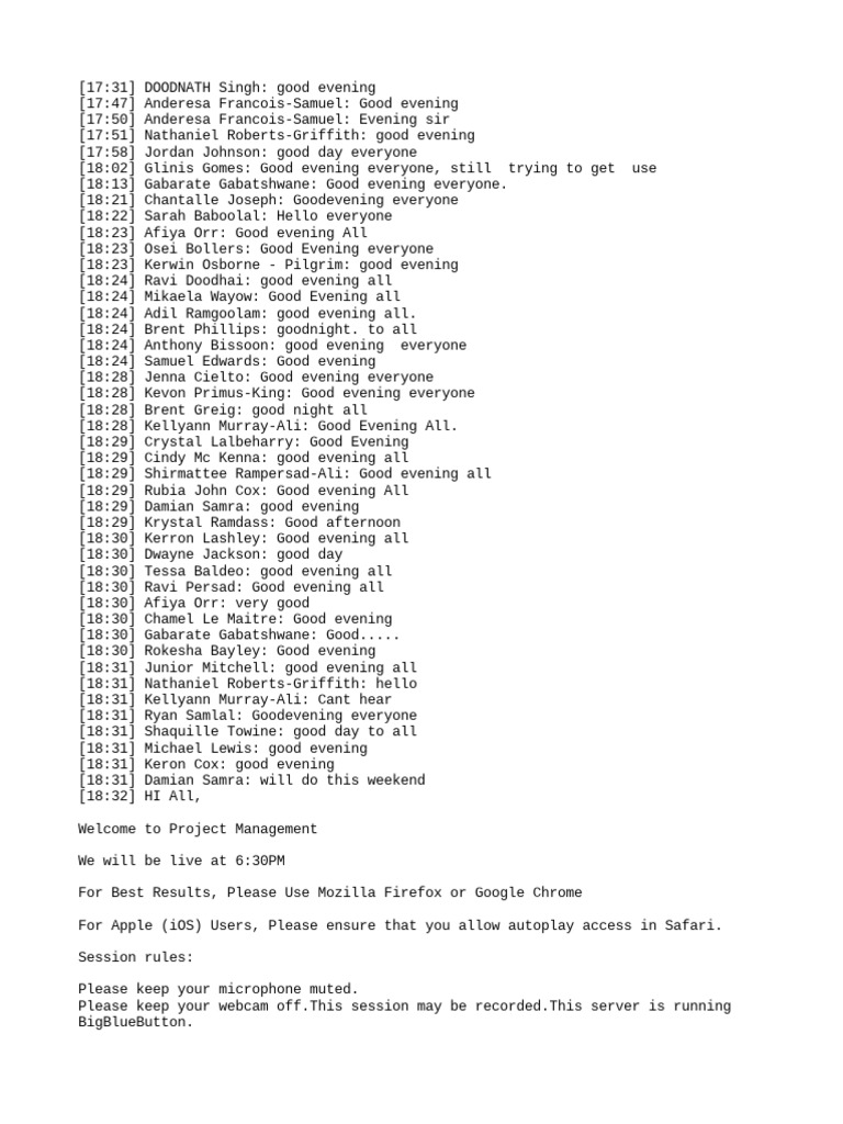 Bbb-Project Management Live Class and Recording. (Public-Chat) - 2022 ...