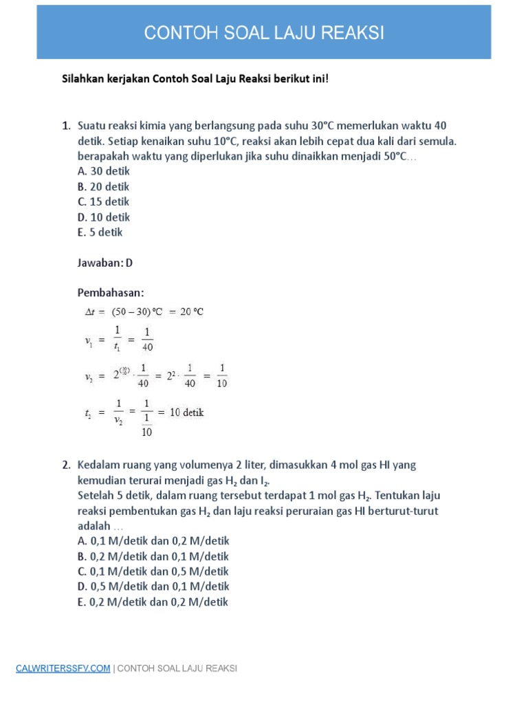 Contoh Soal Laju Reaksi | PDF | Sains & Matematika