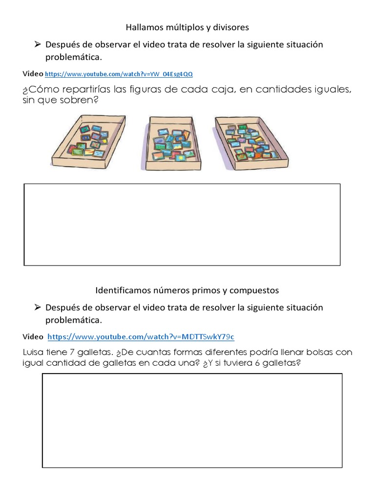 Ficha - Mùltiplos y Divisores - Nùmeros Primos y Compuestos | PDF