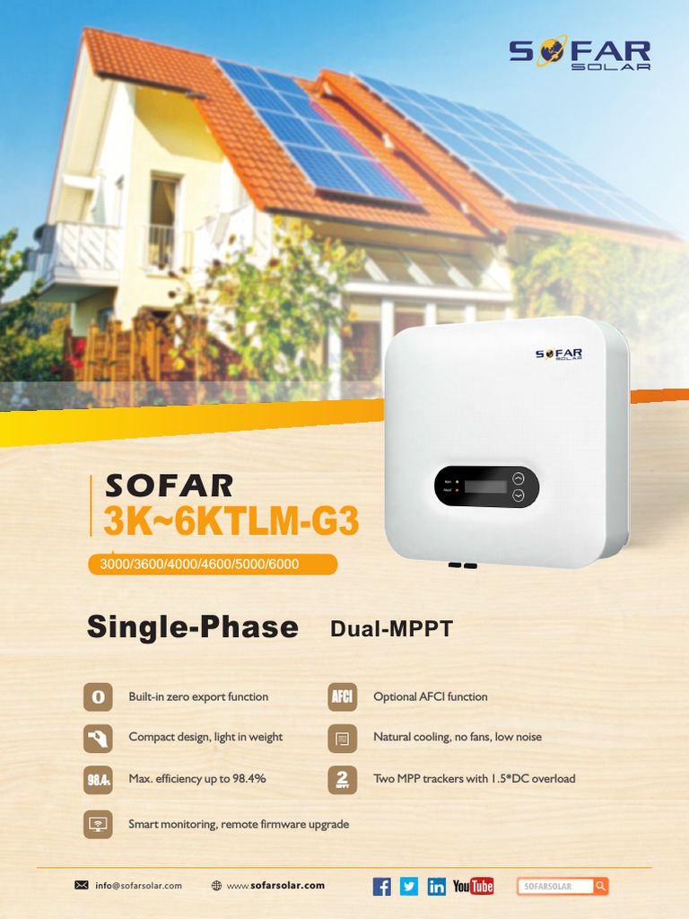 SOFAR 3-6KTLM-G3_DATASHEET | PDF | Electromagnetism | Equipment