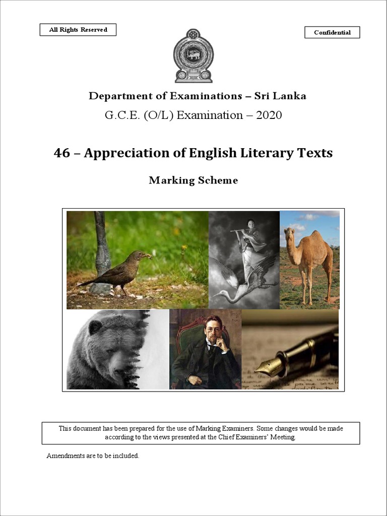 2020 OL Appreciation of English Literary Texts Marking Scheme | PDF ...