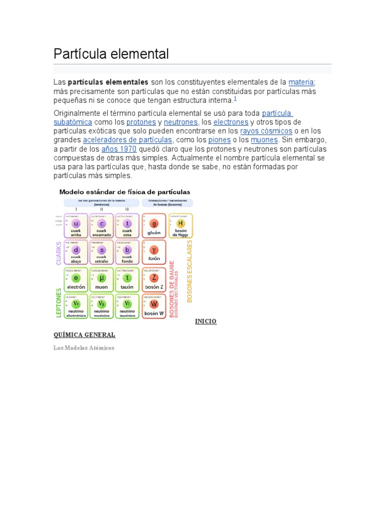 Partícula Elemental | PDF | Átomos | Partícula elemental