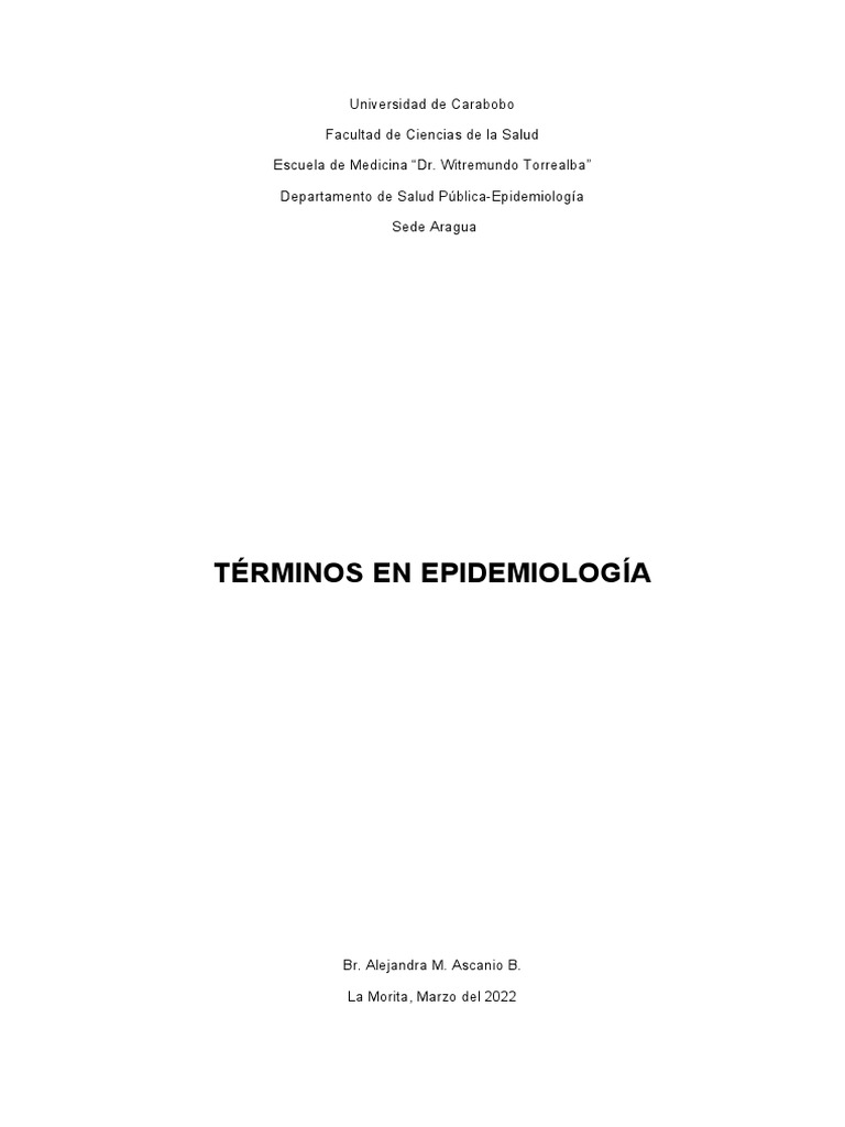 Glosario de Términos Epidemiológicos | PDF | Infección | Pandemia