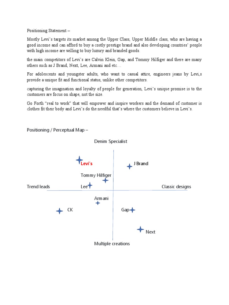 Levis Positioning | PDF | Brand | Market Segmentation